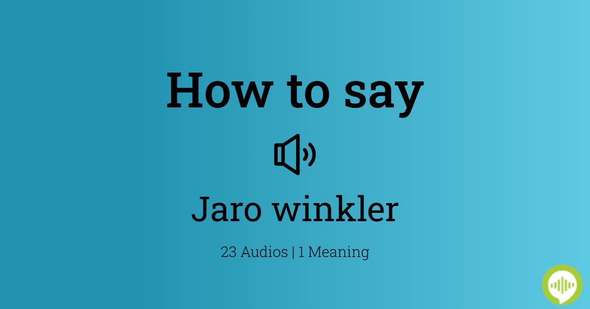 How to pronounce Jaro winkler | HowToPronounce.com